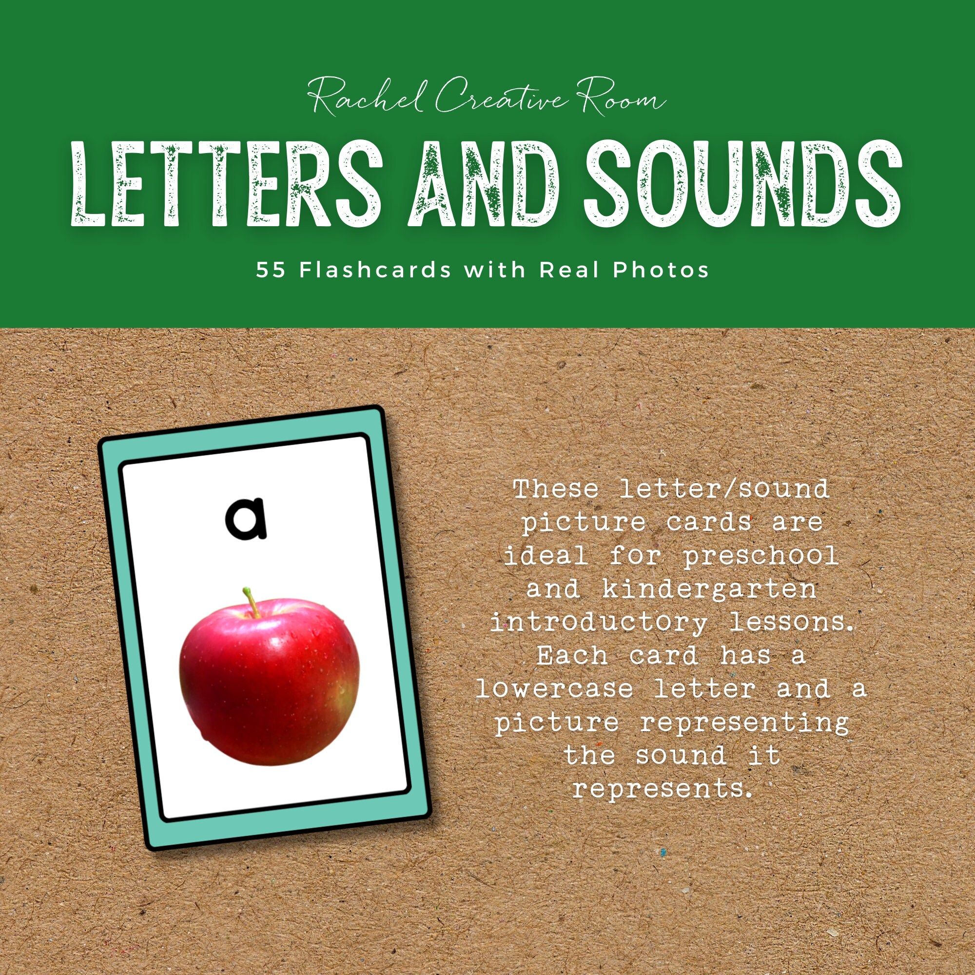 Letters and Sounds Educational Learning Cards, Letter Sound Flashcards ...