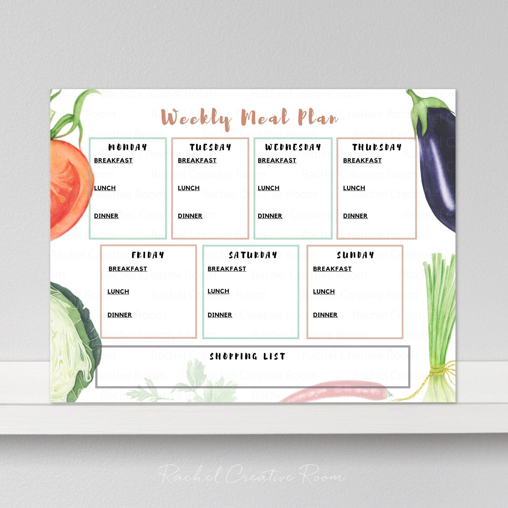 Printable Weekly Meal Plan | Meal Planner | Meal Organisation Chart ...