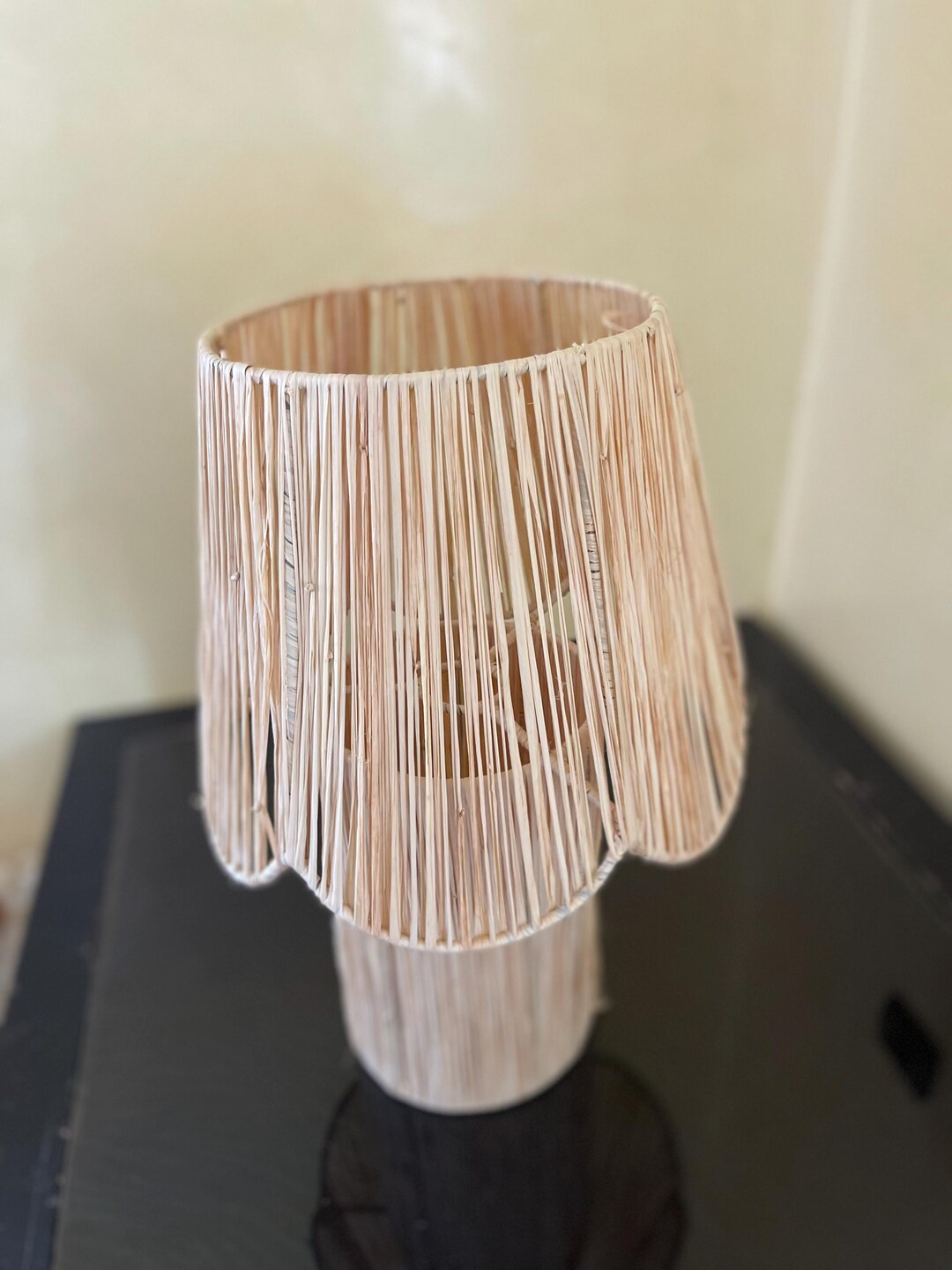 Natural Raffia Table Lamp, Hand Woven Table Lamp, Raffia Lighting - Etsy