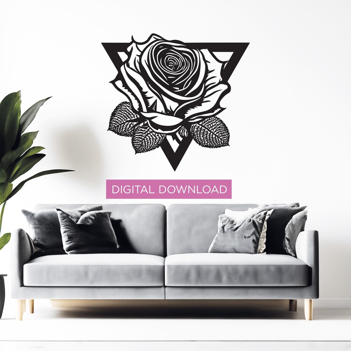 Rose Flower Wall Art Laser Cut Dxf Svg Pdf Vector Ai Decal - Etsy
