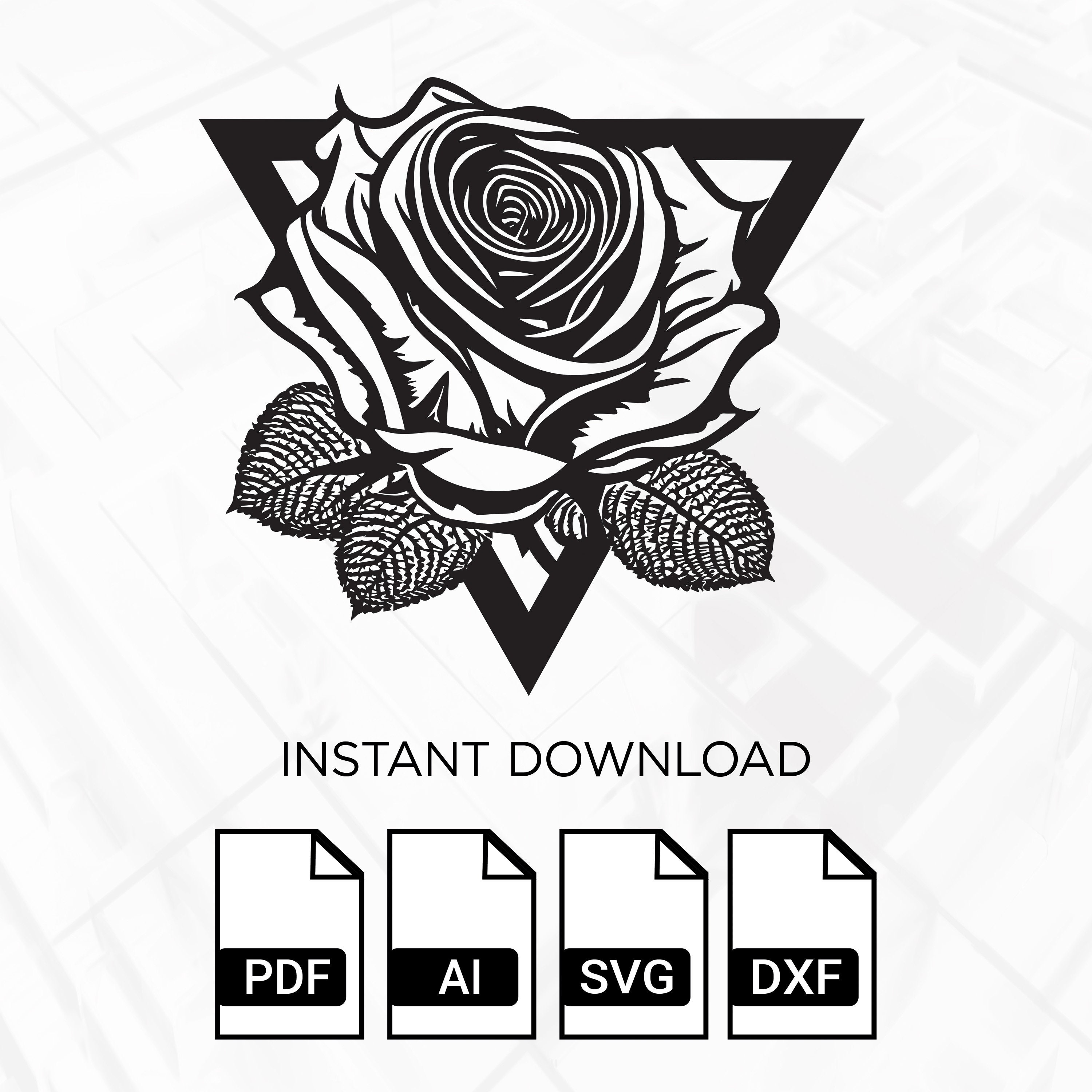 Rose Flower Wall Art Laser Cut Dxf Svg Pdf Vector Ai Decal - Etsy