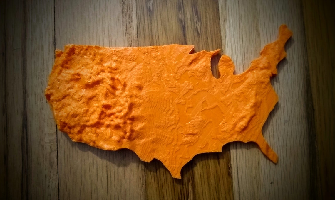 3d-printed Topographical USA State Map - Etsy