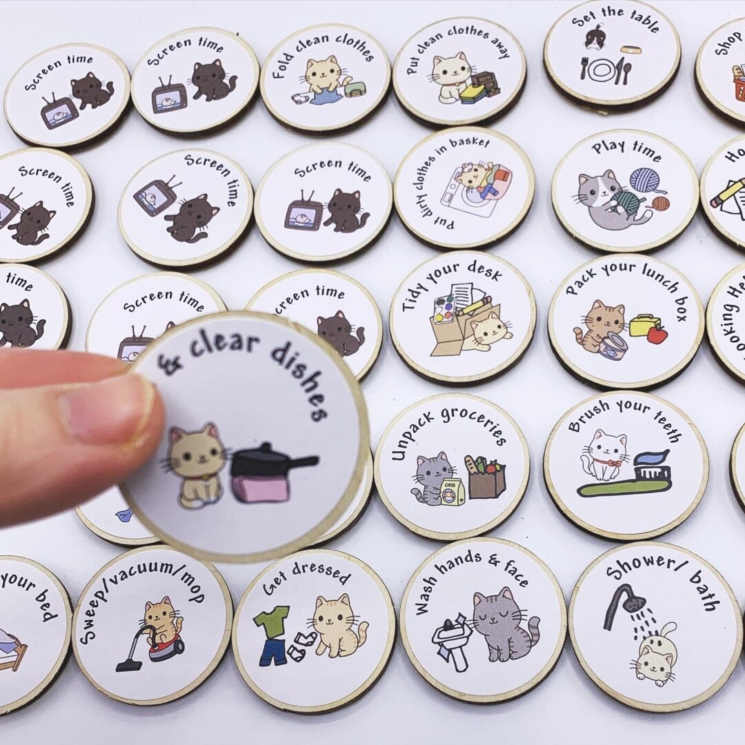 Chore Tokens Choose Your Own - Customised Personalised - Wooden Magnet ...
