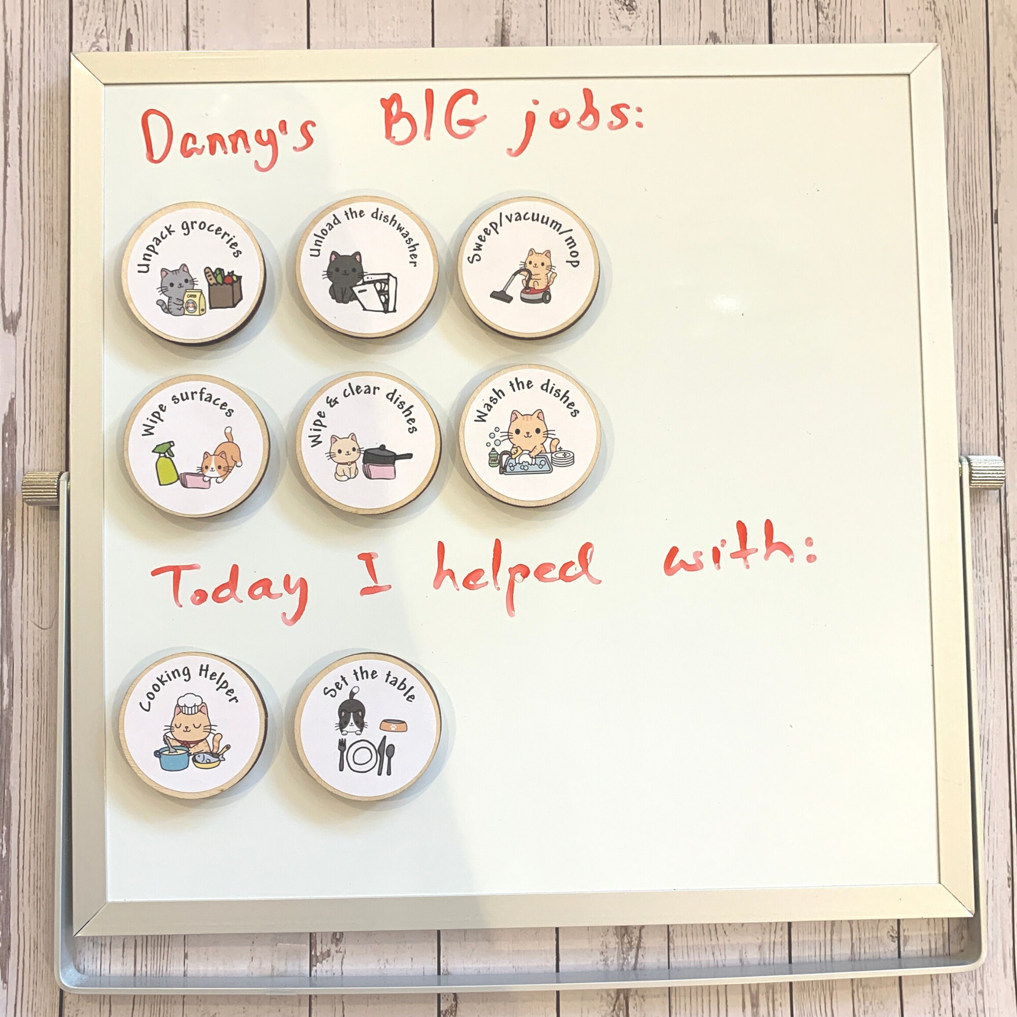 Tidy KITCHEN Kids Chores Wood Magnet Tokens - Eco Friendly Wood Magnet ...