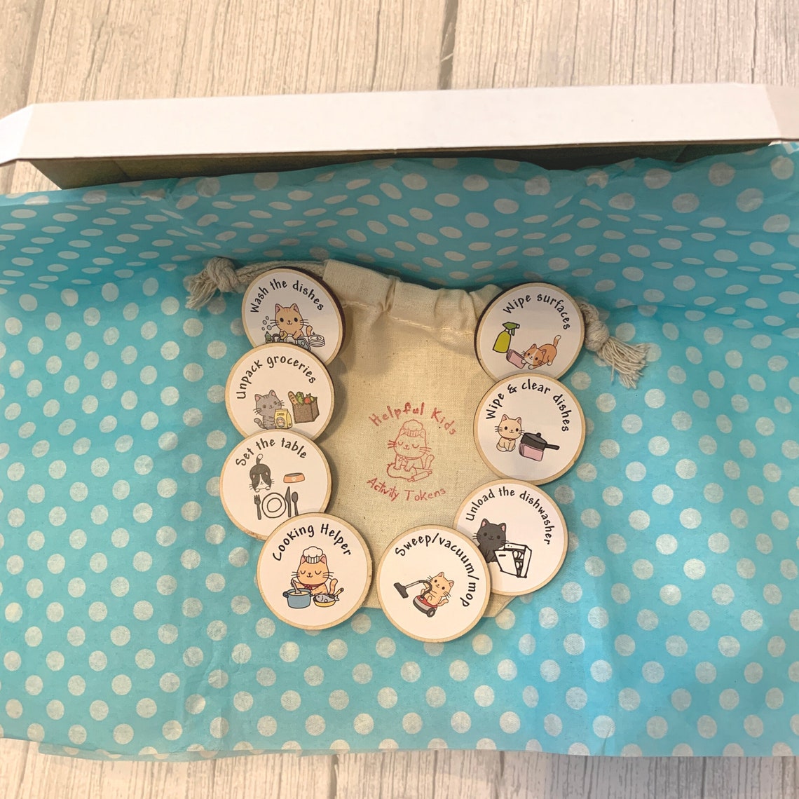 Tidy KITCHEN Kids Chores Wood Magnet Tokens Eco Friendly Wood Magnet ...