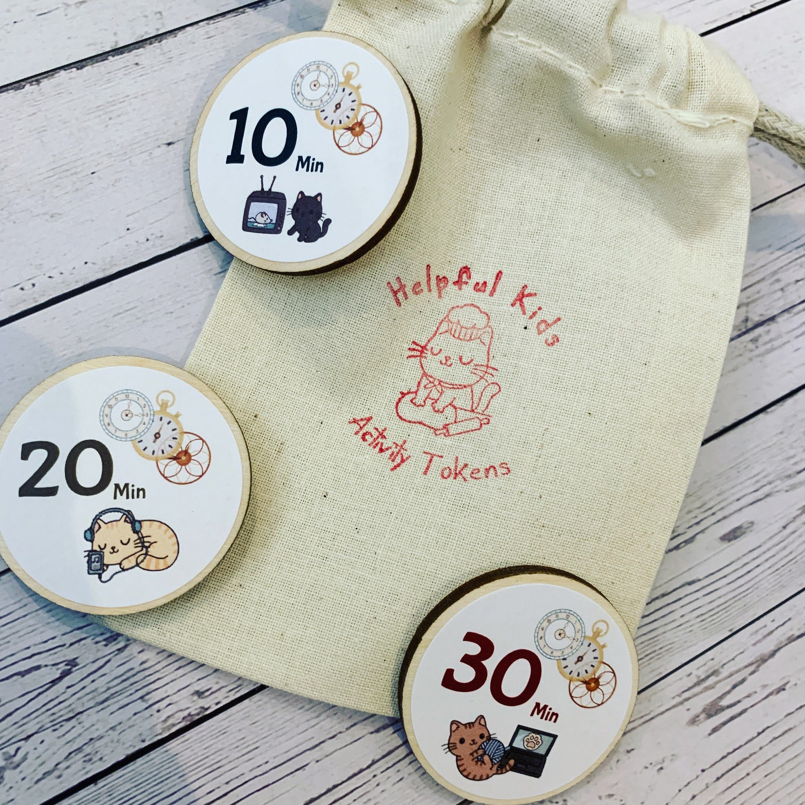 Kids Screen Time Wood Magnet Tokens Child Earns Tech - Etsy UK