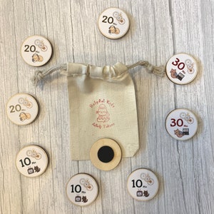 Kids Screen Time Wood Magnet Tokens - Child Earns Tech Electronic ...
