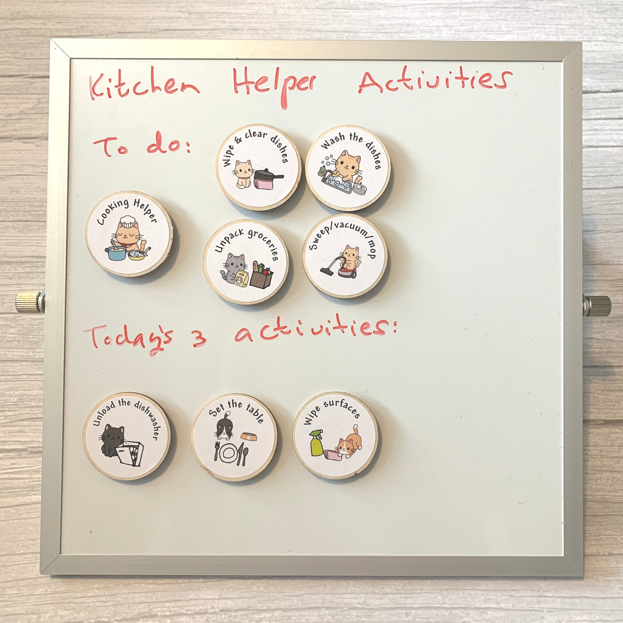 Tidy KITCHEN Kids Chores Wood Magnet Tokens Eco Friendly Wood Magnet ...