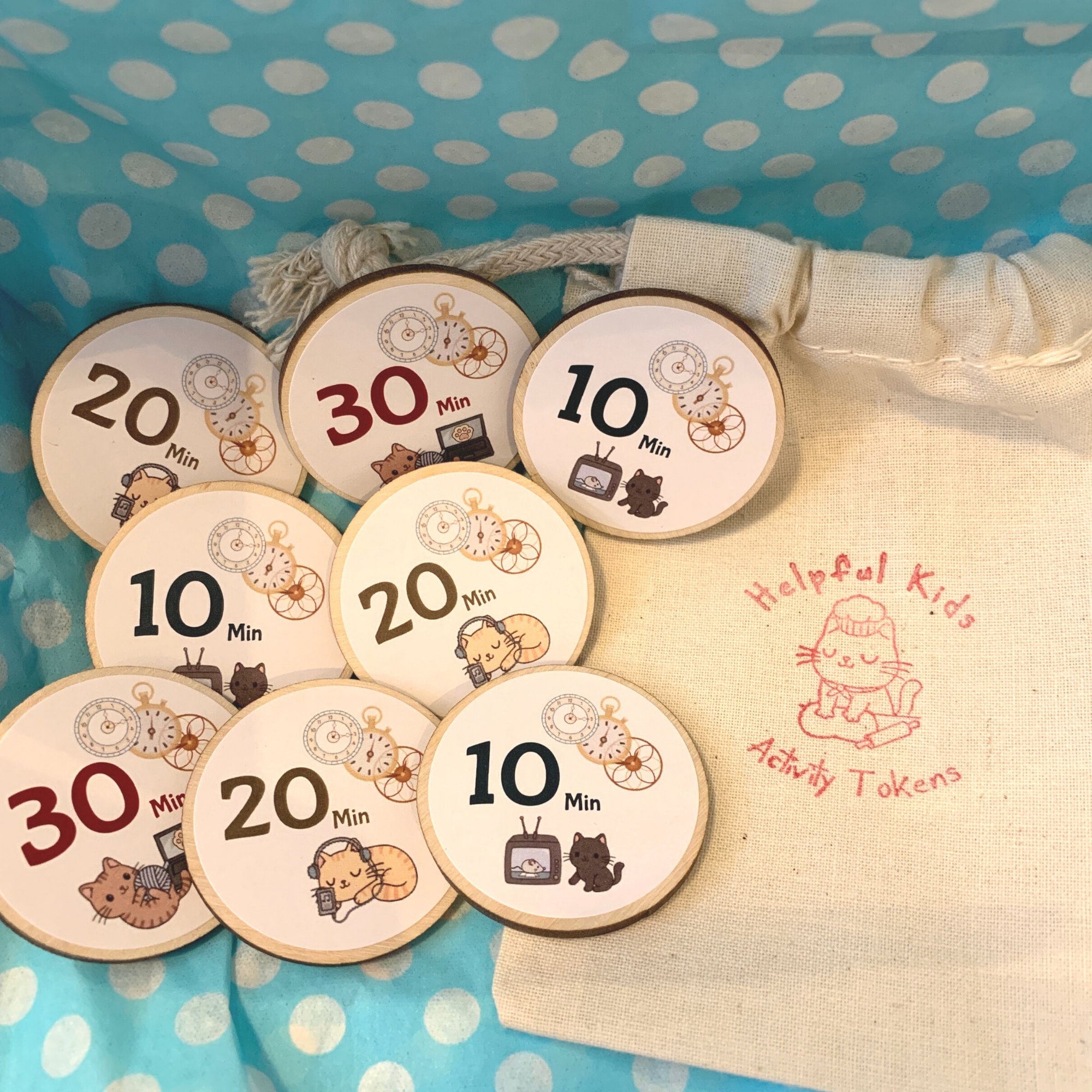 Kids Screen Time Wood Magnet Tokens - Child Earns Tech Electronic ...