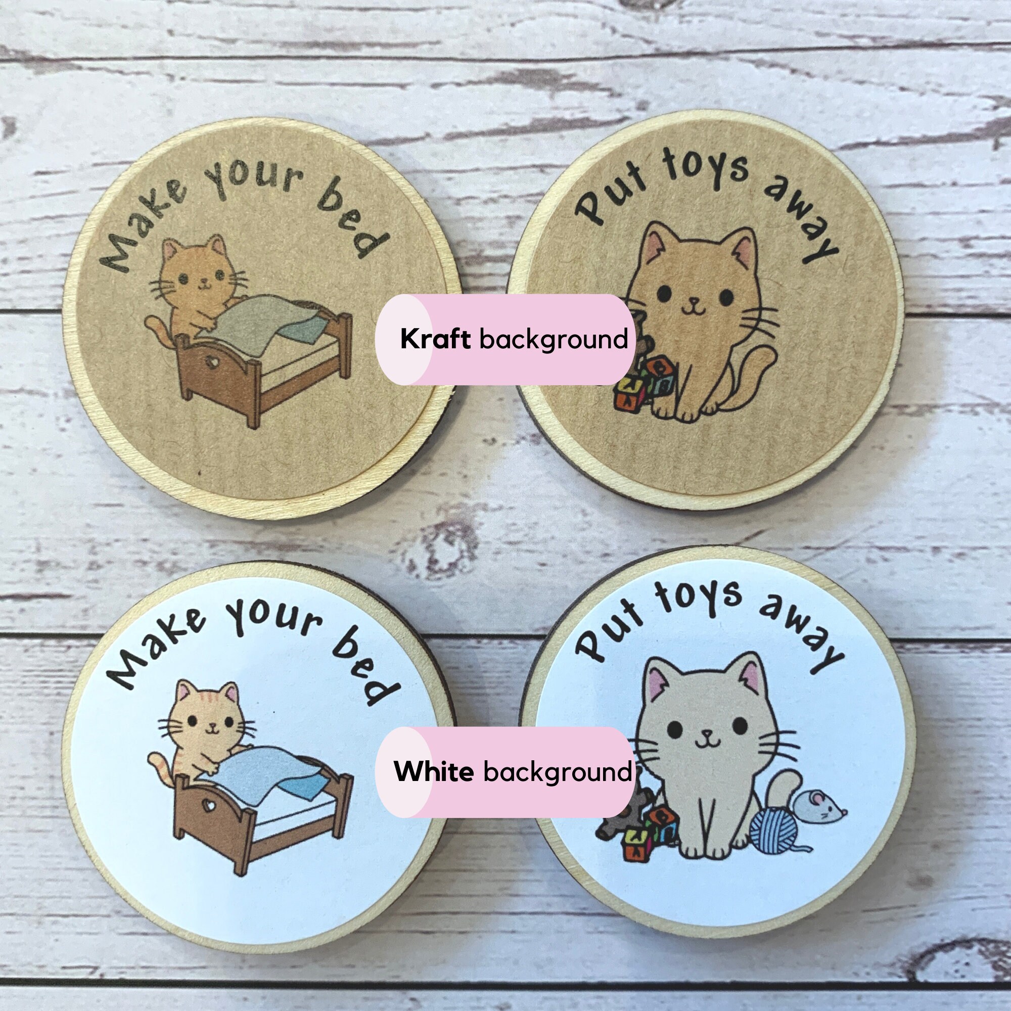 Tidy BEDROOM Kids Chores Wood Magnet Tokens - Eco Friendly Routine ...