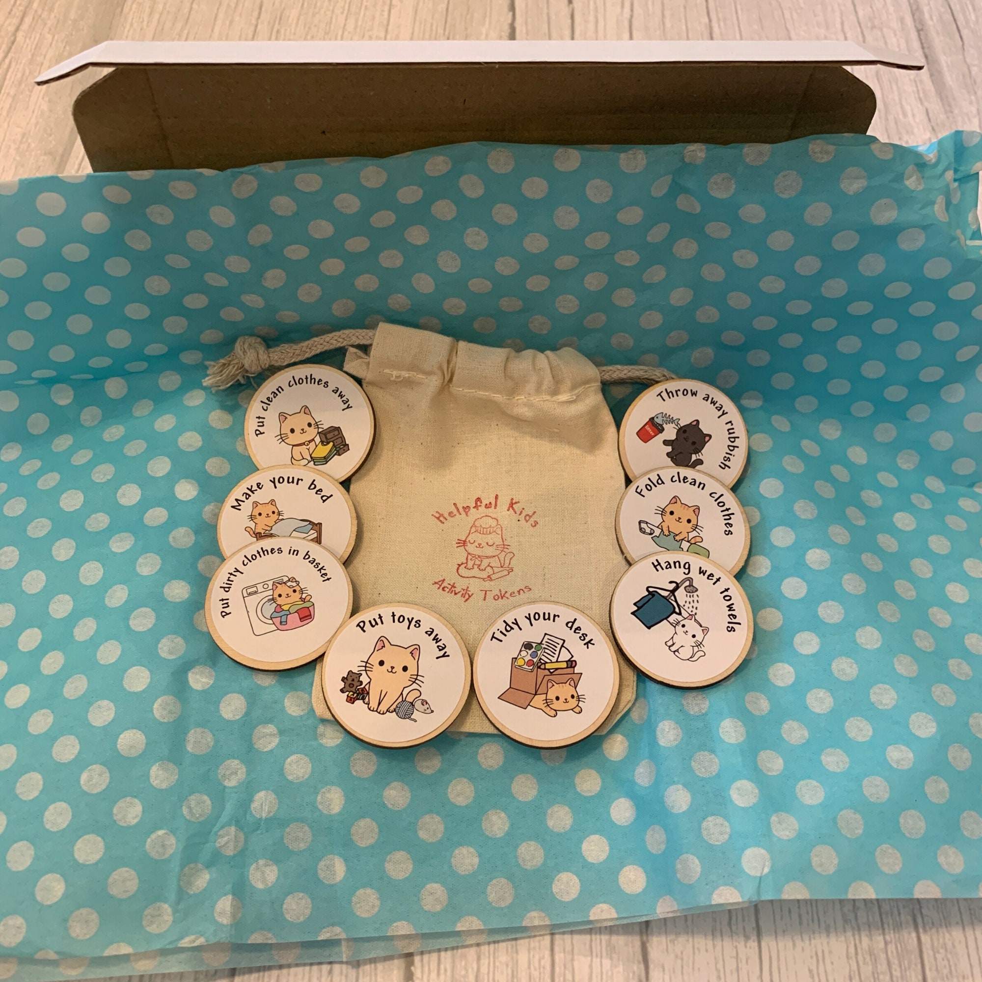 Tidy BEDROOM Kids Chores Wood Magnet Tokens - Eco Friendly Routine ...
