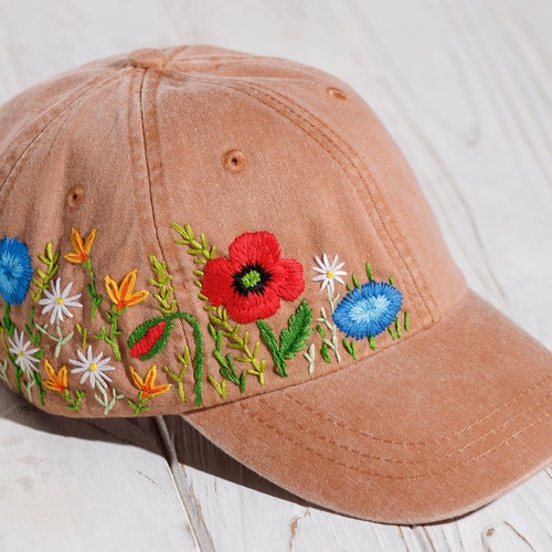 Hand Embroidered Hat / Custom Embroidered Hat / Floral - Etsy