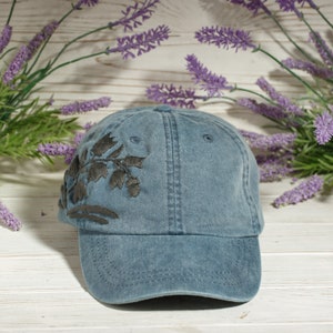 Hand Stitched Custom Baseball Cap With Flower Embroidery Design, Made ...