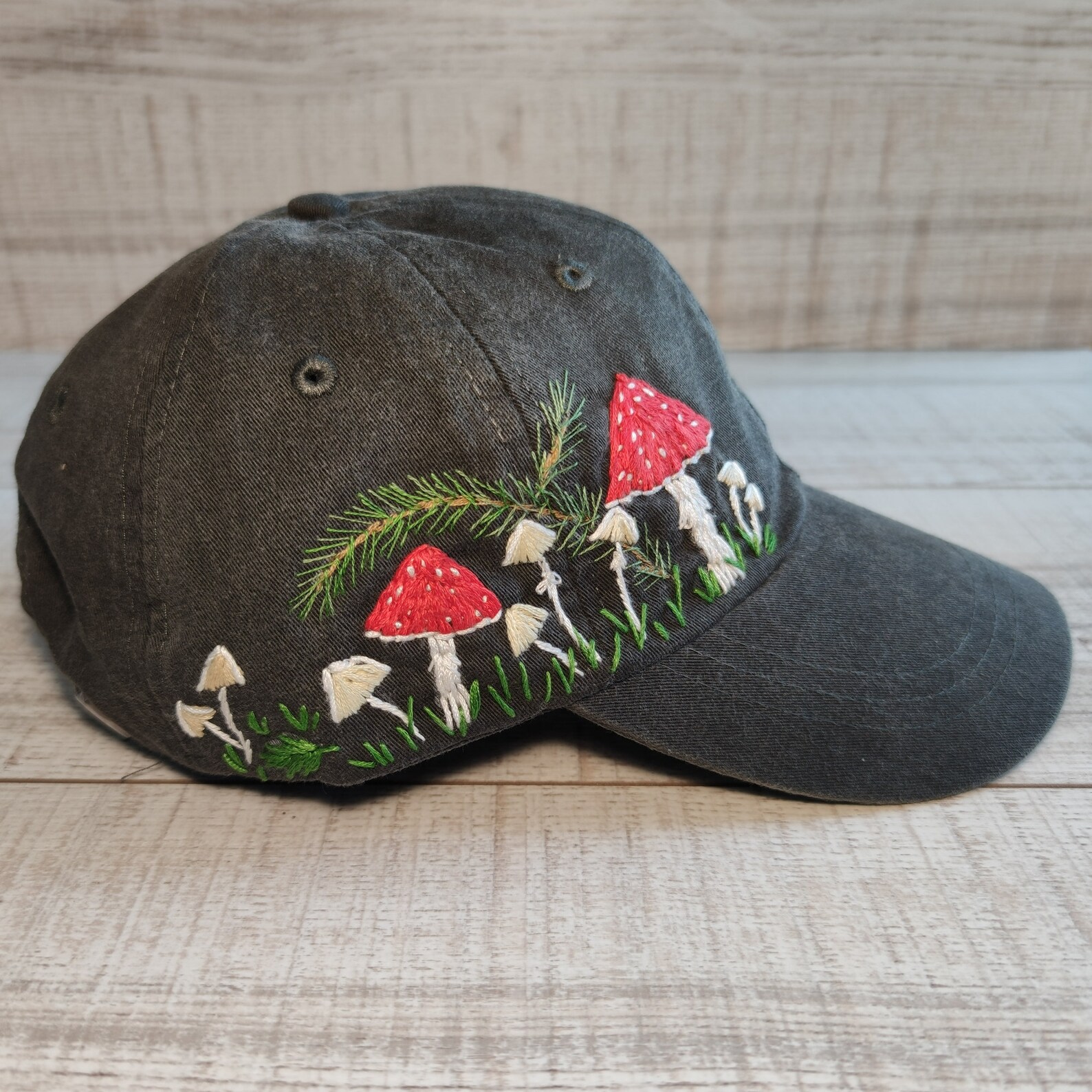 Hand Embroidered Mushrooms Baseball Cap for Women Hand | Etsy