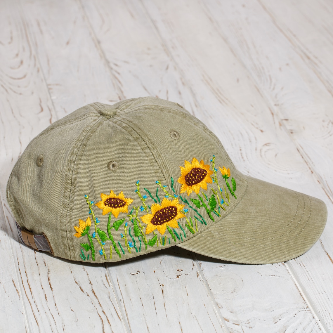 Hand Embroidered Sunflower Hat, Custom Sunflower Embroidery Design ...