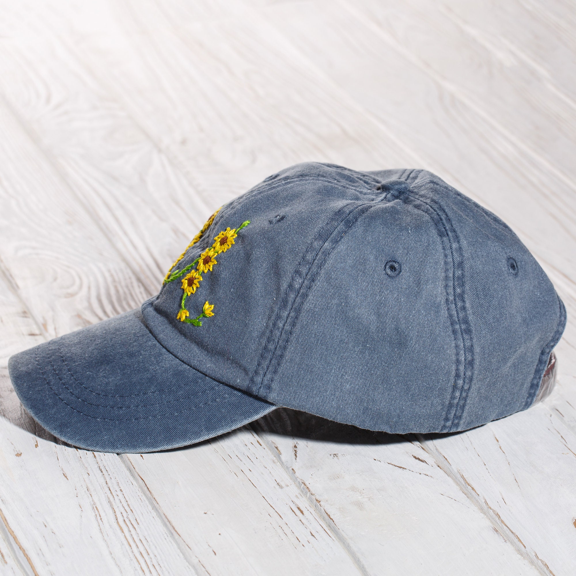 Hand Embroidered Flower Monogram Baseball Cap, Personalized Floral Hat ...