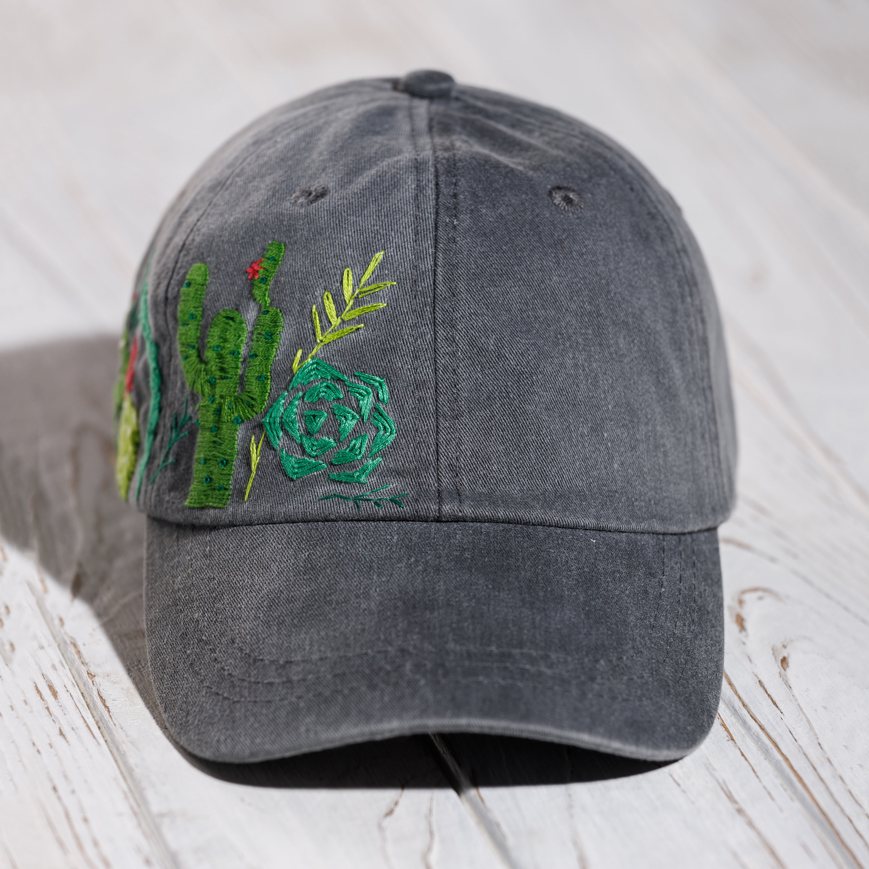 Hand Embroidered Cactus Hat, Custom Trucker Hat With Cactus Embroidery ...