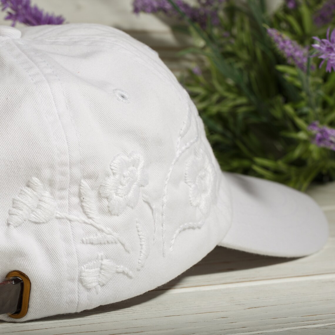 Hand Embroidered Flower Custom Baseball Cap Stitched Hat With | Etsy