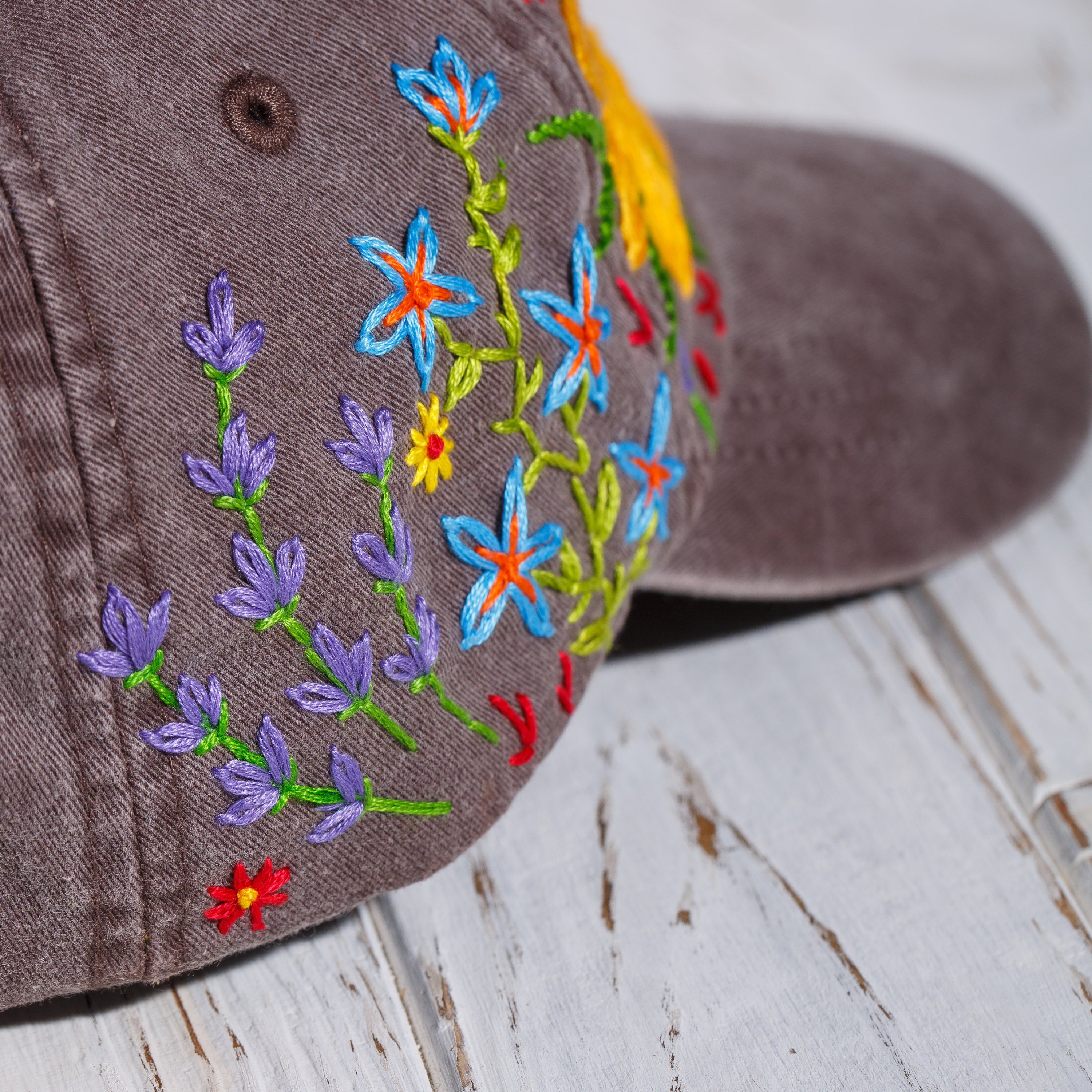Hand Embroidered Flower Baseball Cap Floral Embroidery Hat - Etsy