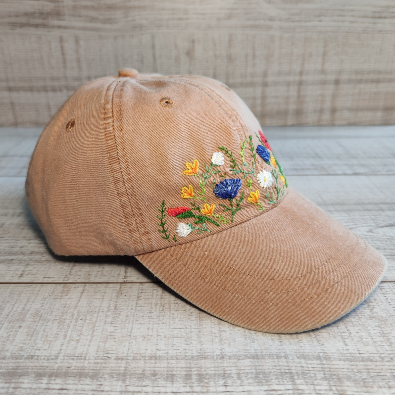 Colorful Baseball Cap Hand Embroidered With Red Poppy | Etsy