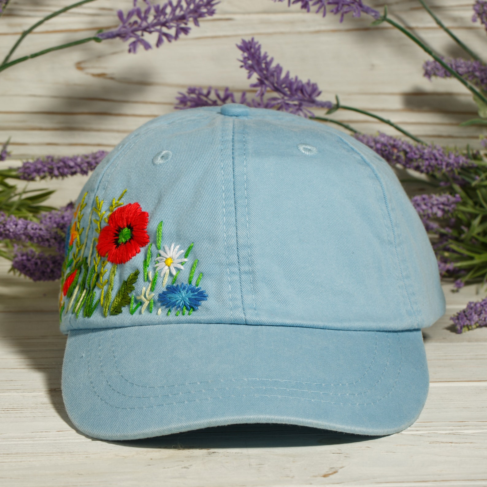 Hand Embroidered Colorful Cap Custom Floral Cap Red Poppy | Etsy