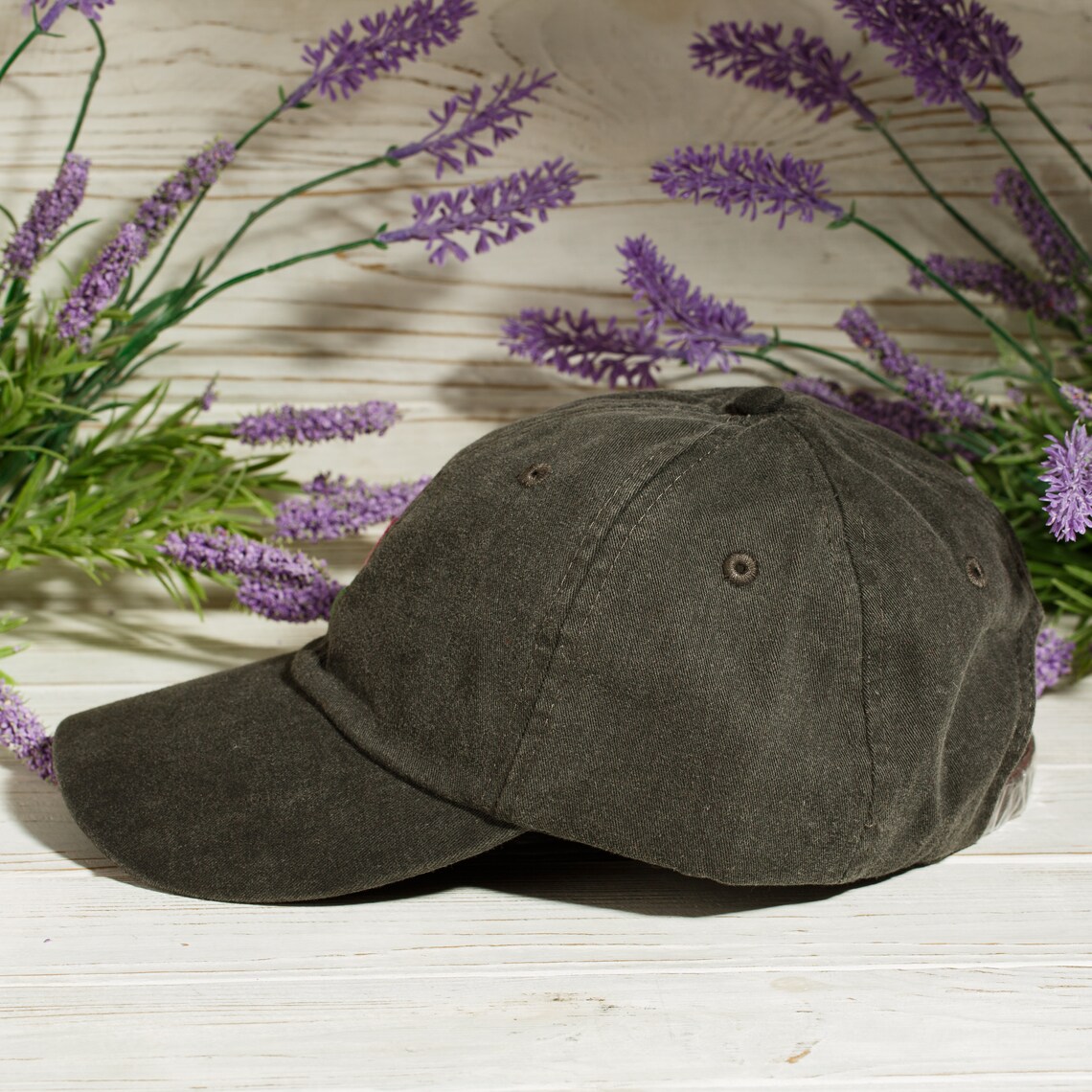 Hand embroidered black hat with lotus Custom flower | Etsy