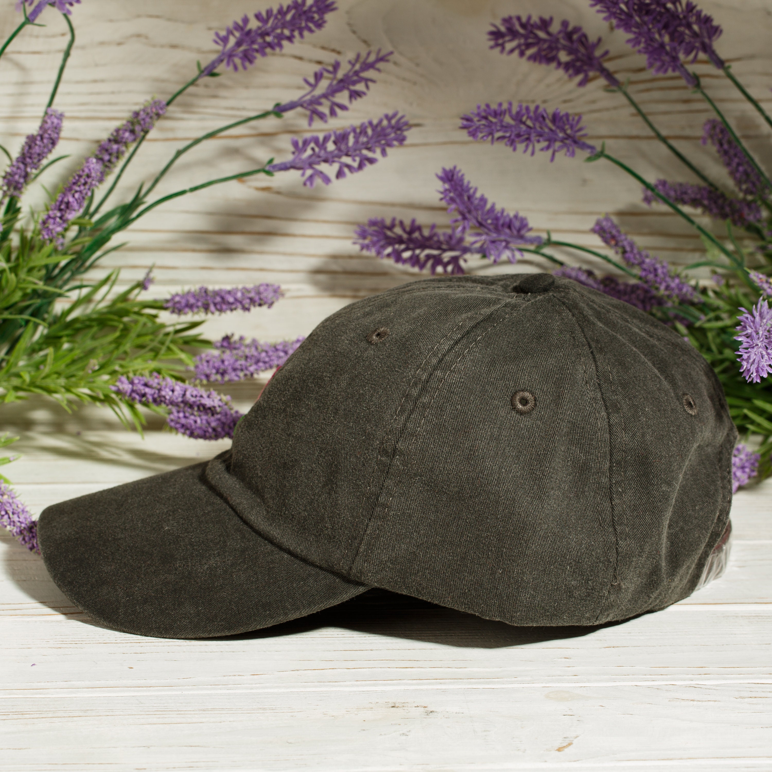 Hand embroidered black hat with lotus Custom flower | Etsy