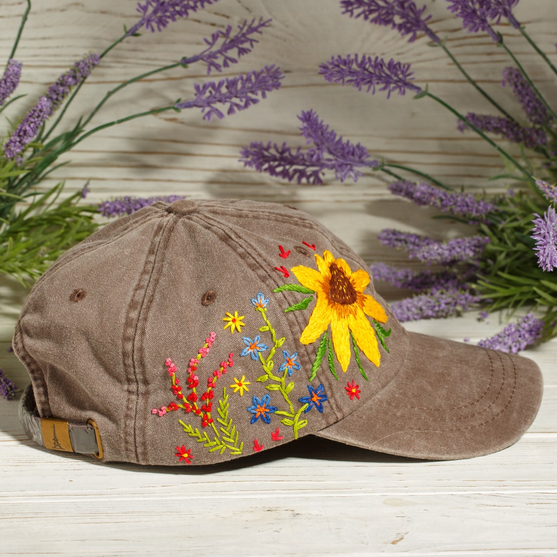 Hand Stitched Flower Hat Embroidered Baseball Cap Custom | Etsy