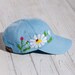 Cotton Cap With Hand Embroidered Chamomile, Thistle Embroidery Design ...