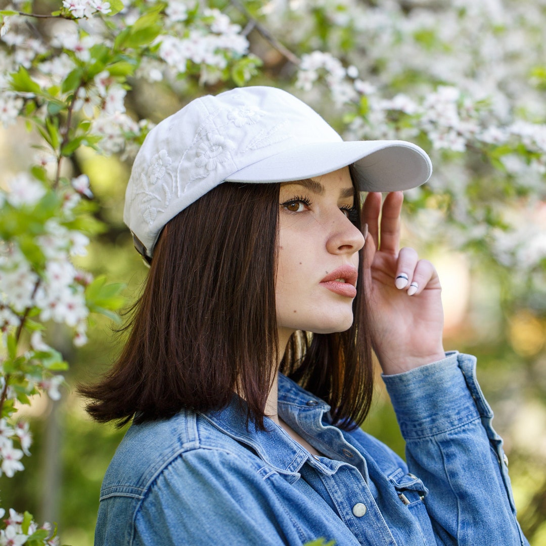 Hand Embroidered Flower Custom Baseball Cap, Stitched Hat With Floral ...