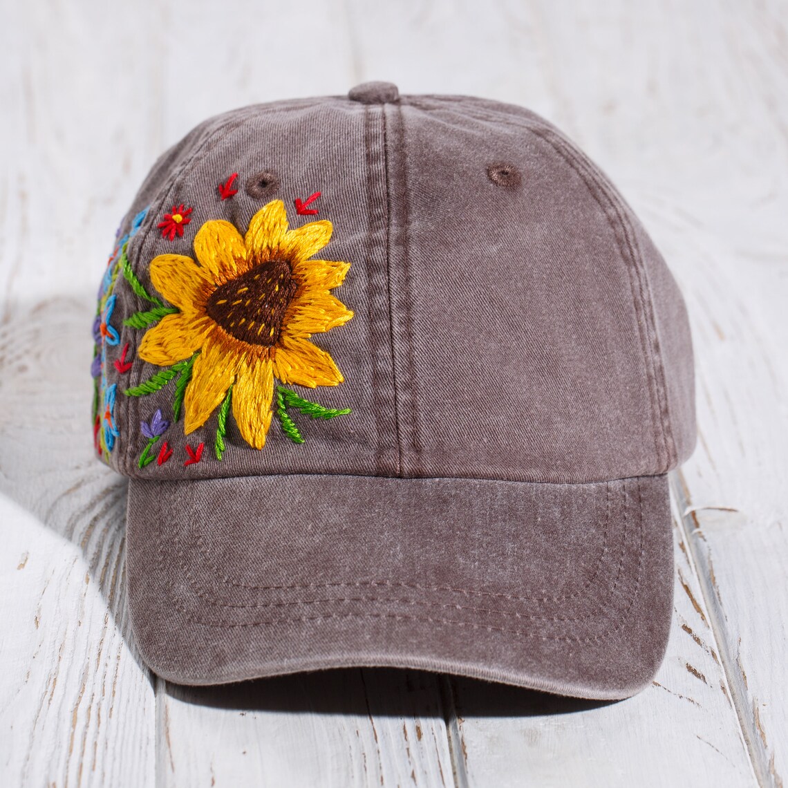 Hand Embroidered Flower Baseball Cap Floral Embroidery Hat | Etsy