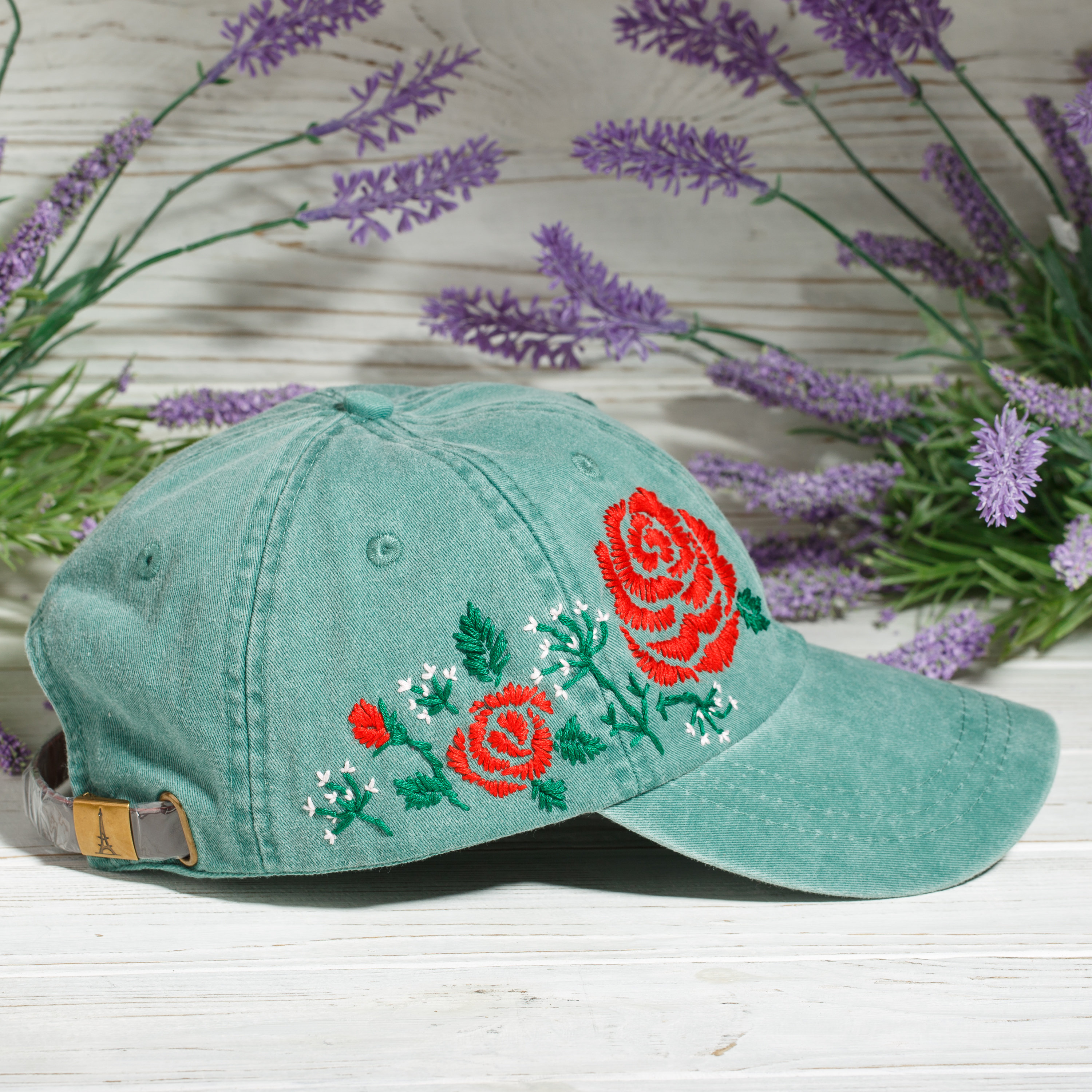 Rose embroidery vintage baseball cap hand stitched hat with - Etsy México