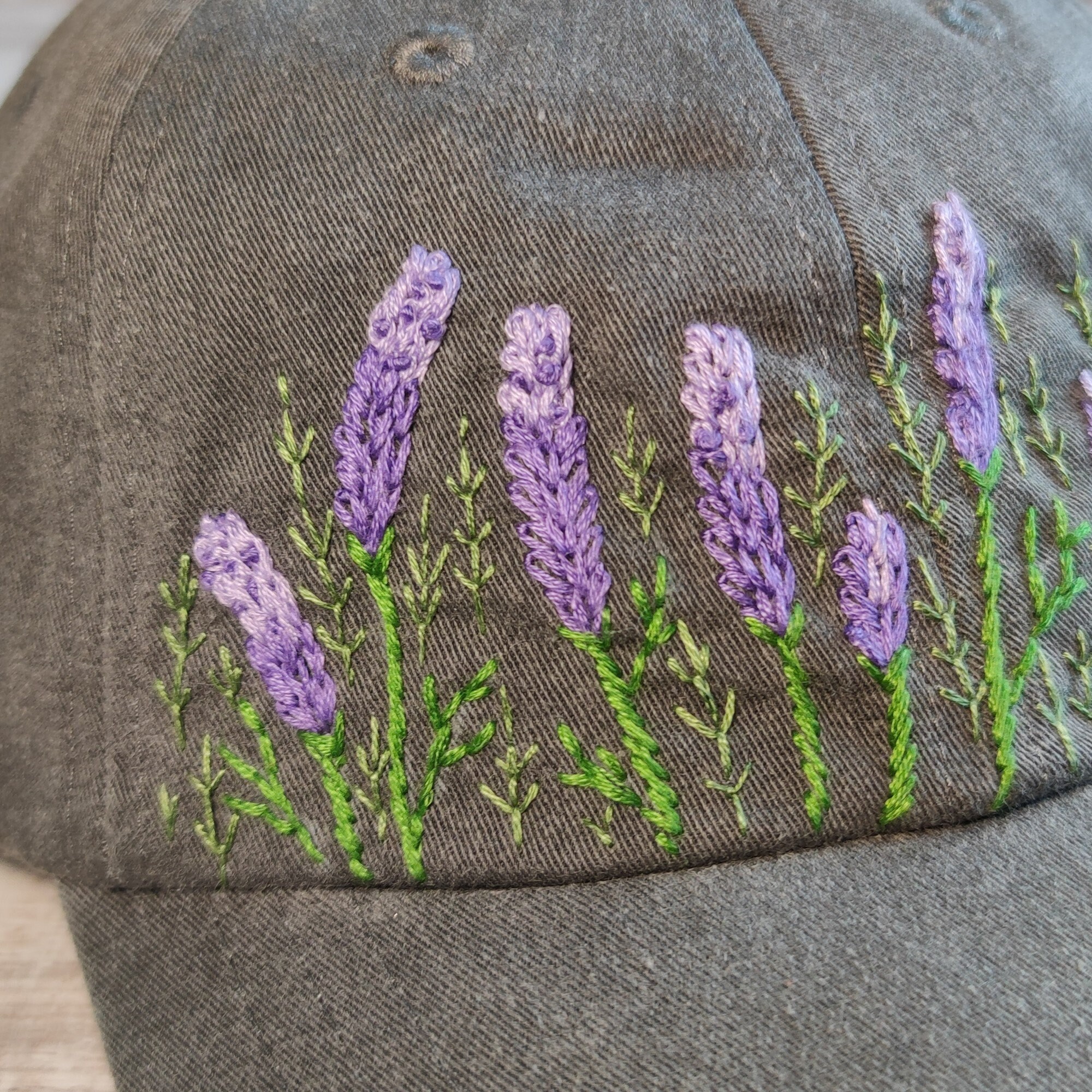 Personalized Gift for Women - Gray Baseball Cap Hand Embroidered With ...
