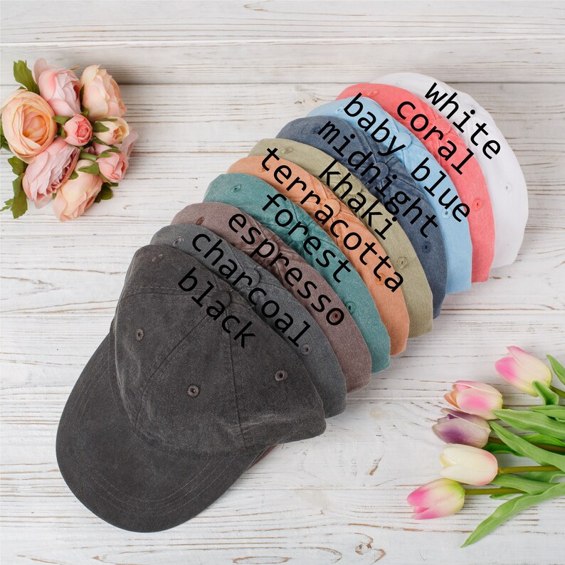Personalized Gift for Women - Gray Baseball Cap Hand Embroidered With ...