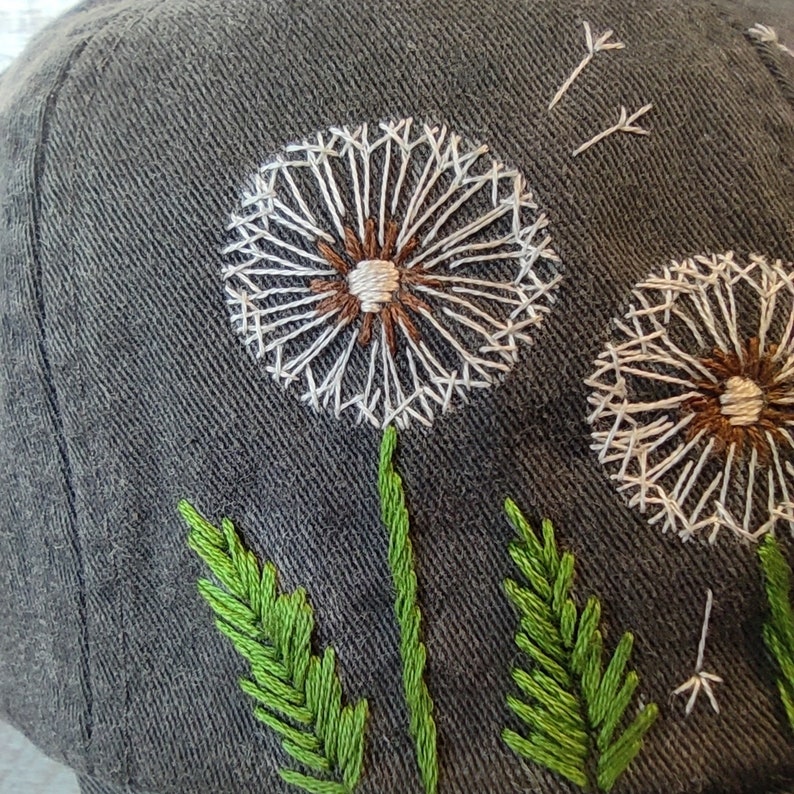 Dandelion Wildflowers Black Baseball Cap for Women, Custom Hat With ...