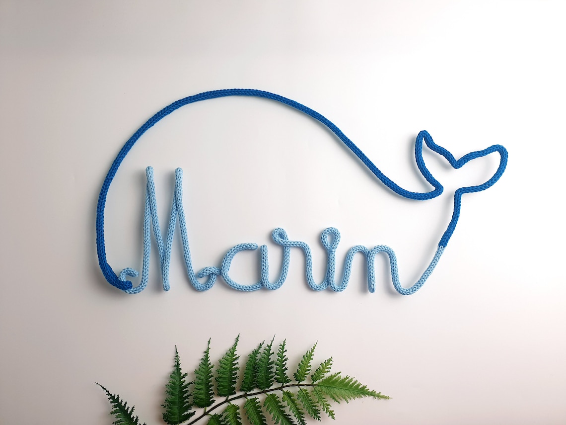 Prénom en tricotin forme baleine personnalisable décoration - Etsy France