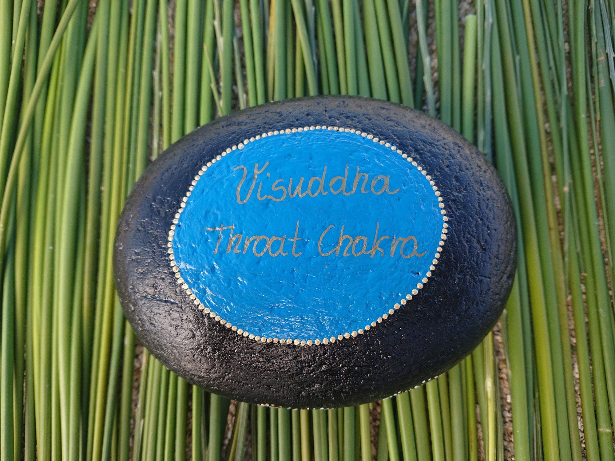 Throat Chakra Energy Healing Stone visuddha Unique Hand Painted Rock ...