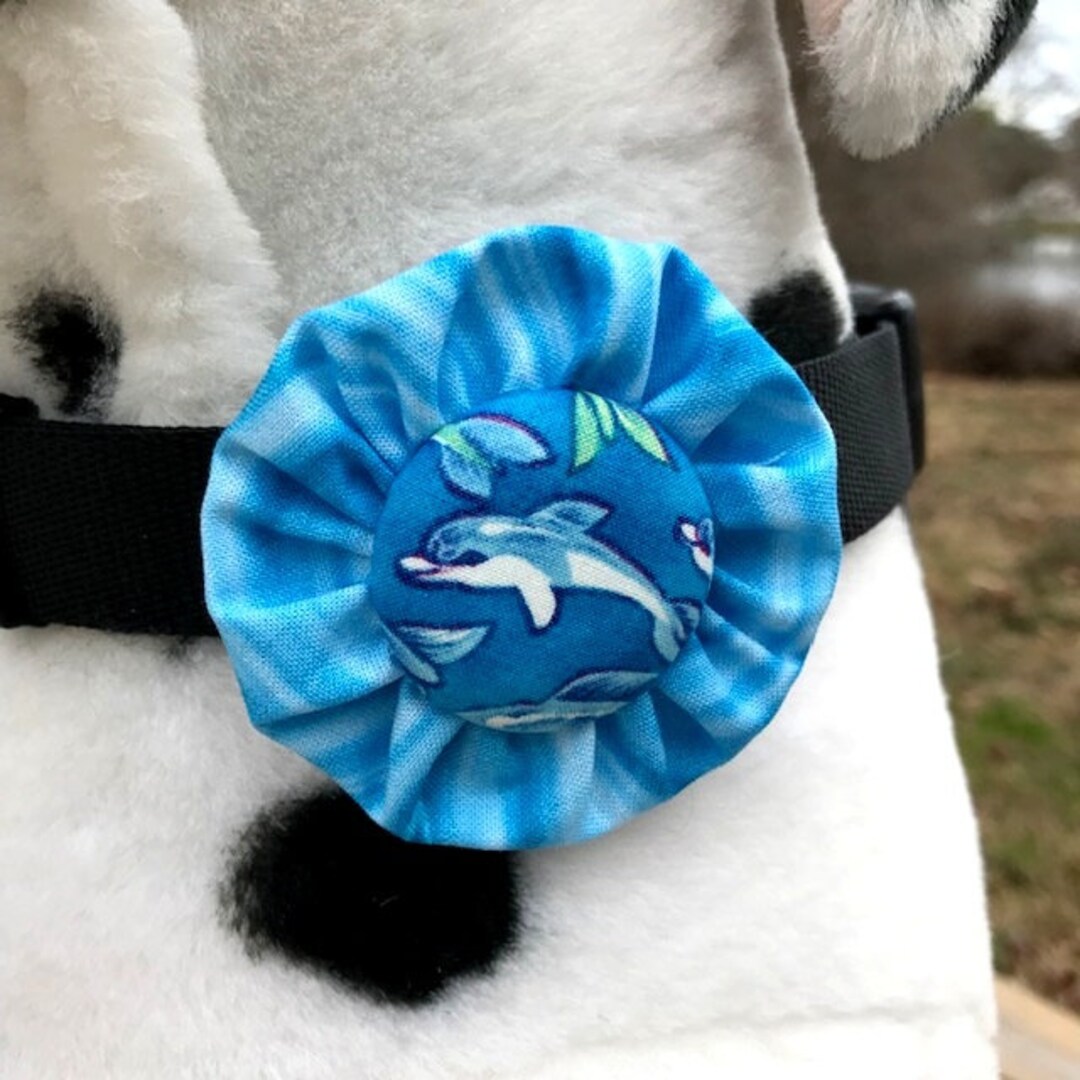 DOLPHIN Dog Collar Flower Collar Button, Easily Attaches With Hook ...