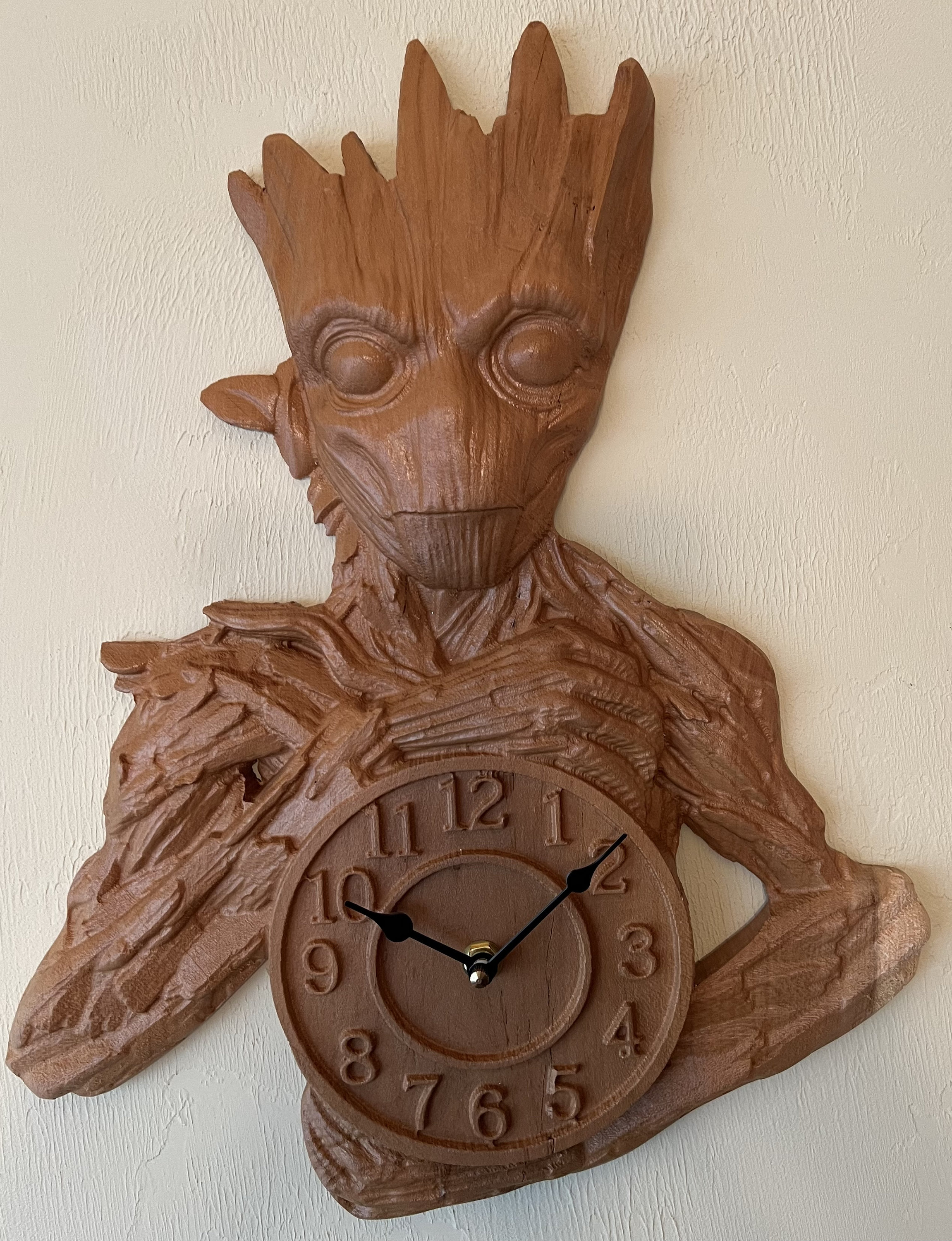 Groot Clock Made From Cherry Wood 3D - Etsy