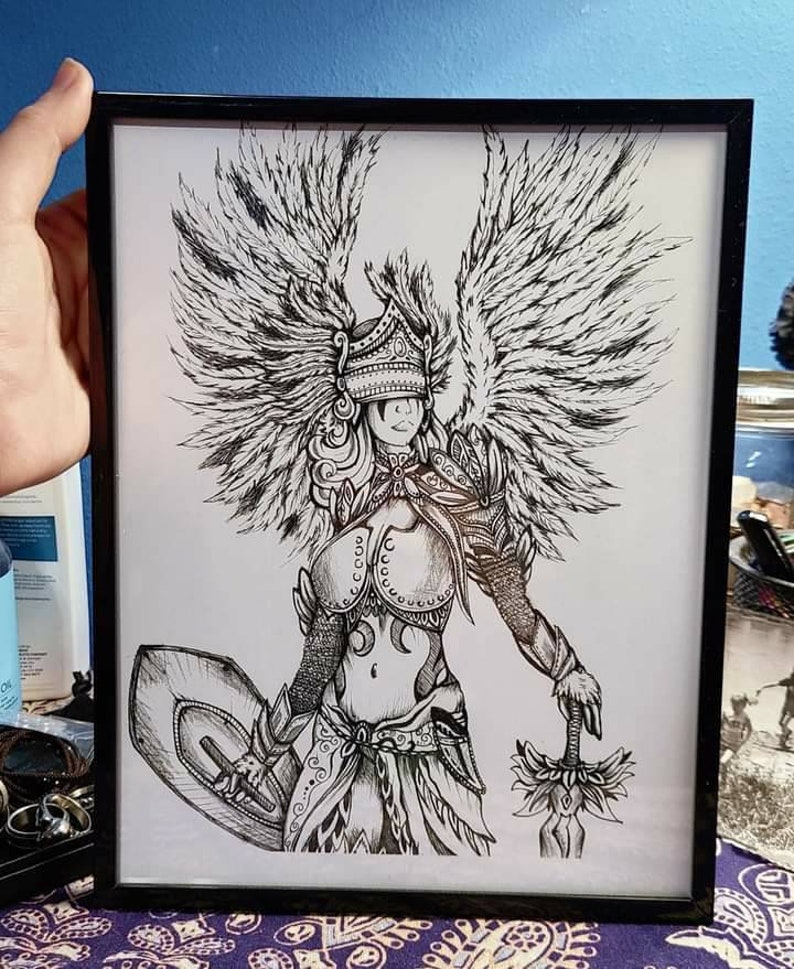 Print, Valkyrie, Warrior, Valkyrie Drawing, Original Art - Etsy