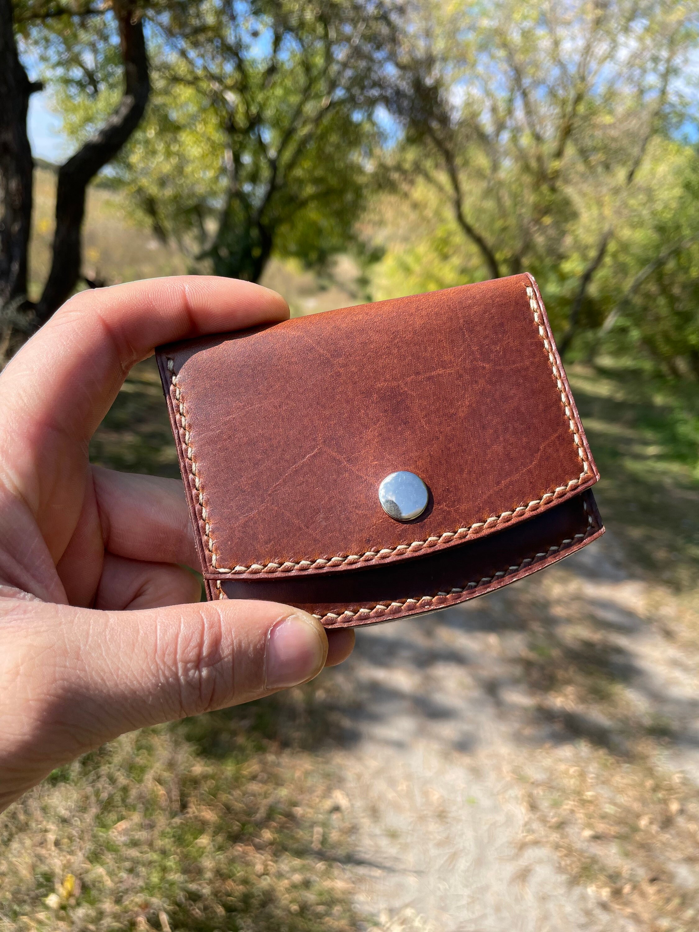 Brown Genuine Leather Mini Wallet, Leather Small Wallet, Cardholder ...