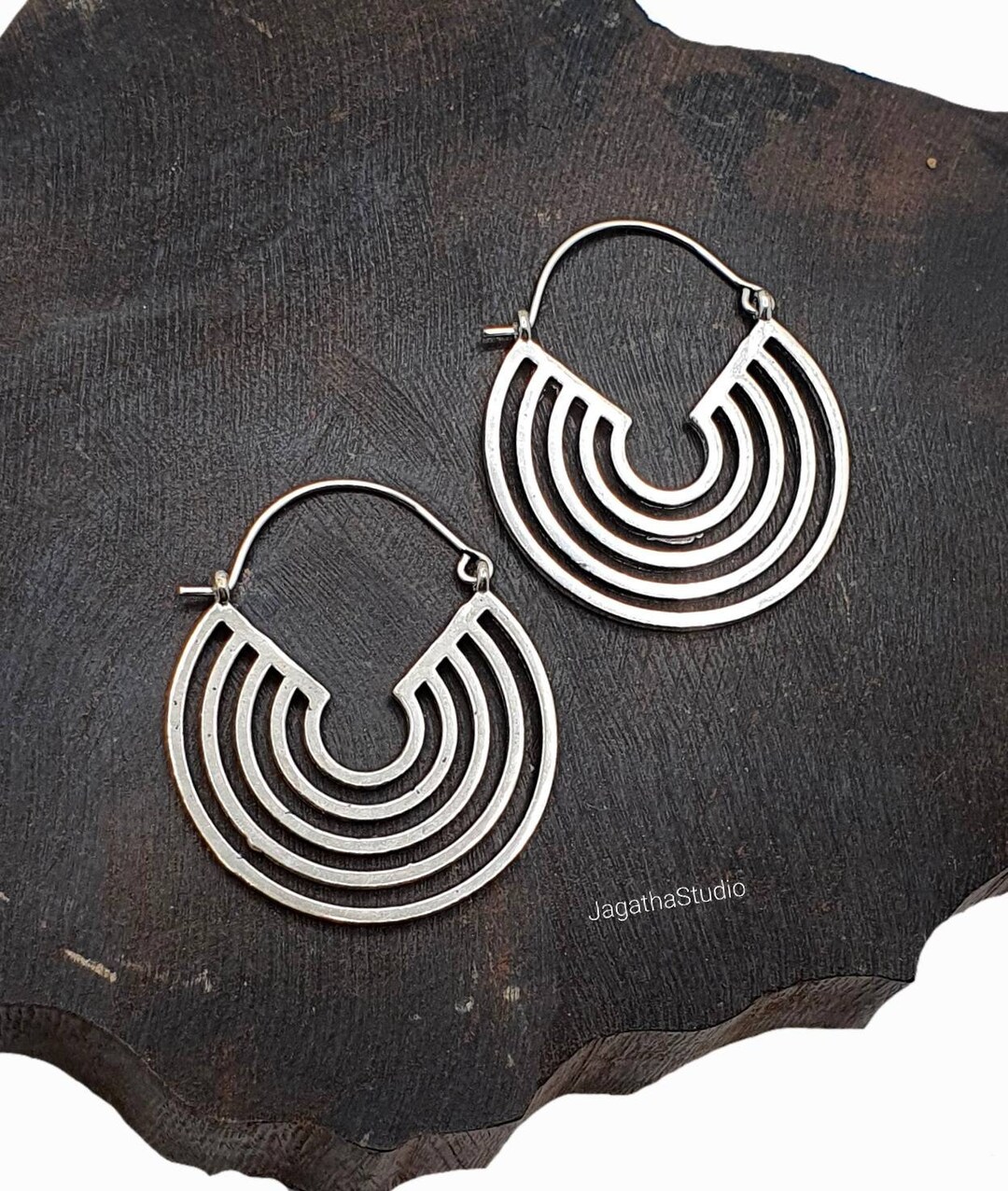 Geometric Hoop Earrings Celestial Simple Infinity Galactic Style Silver ...