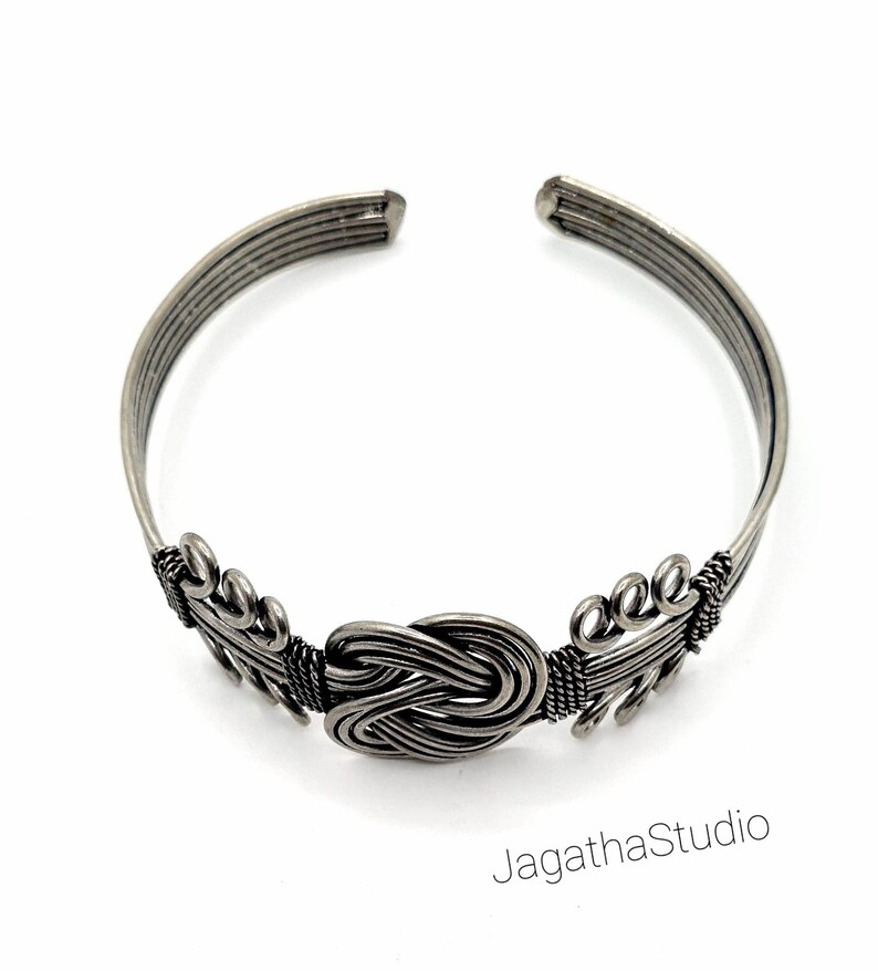 Silver Arm Cuff Bracelet Ethnic Tribal Upper Arm Cuff Knot | Etsy