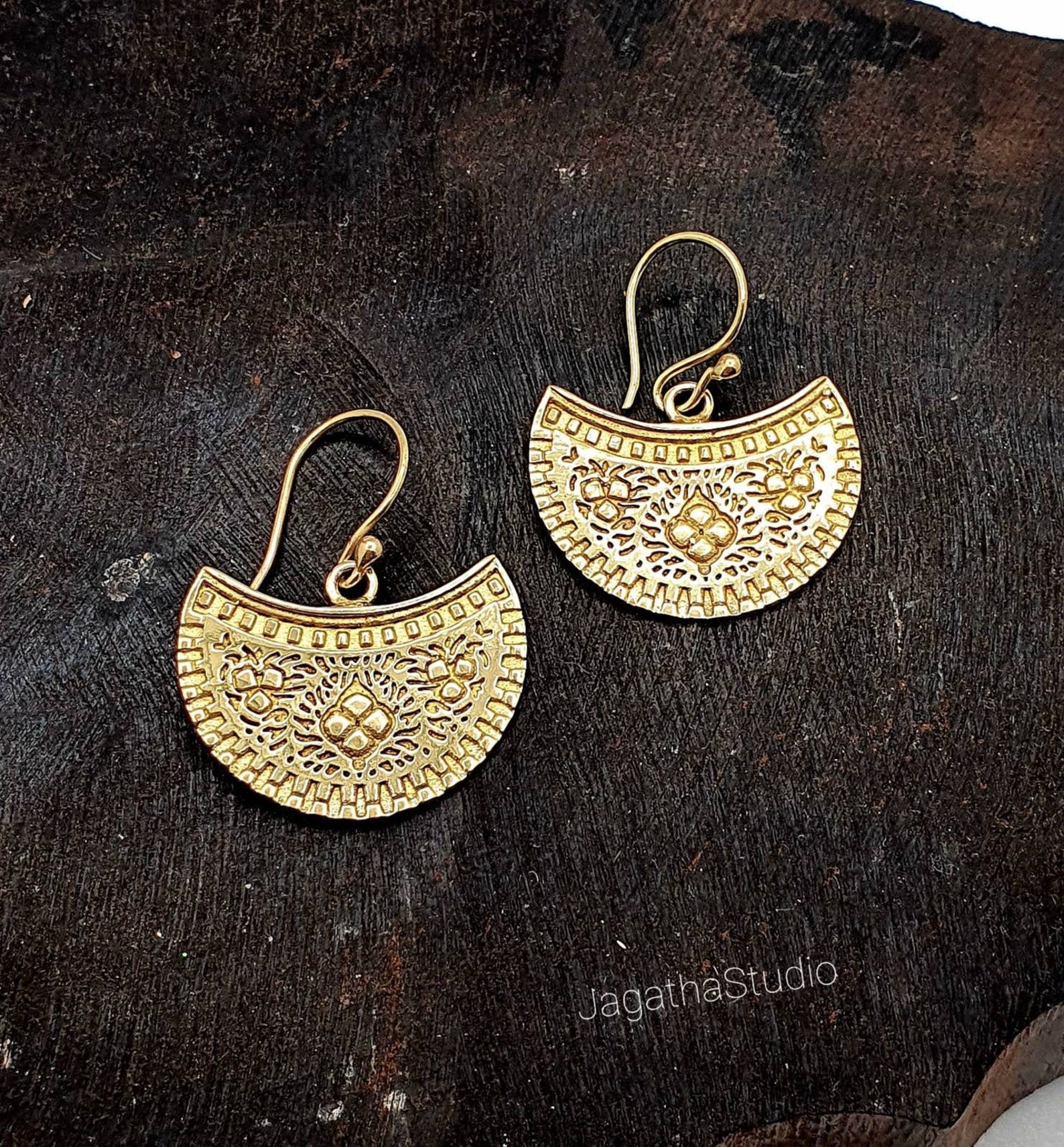 Gold oder Silber Boho Ohrringe Ethno Schmuck Boho Mandala Mond | Etsy