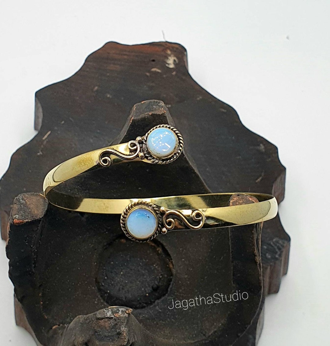 Arm Cuff Moonstone Adjustable Armlet Bohemian Bracelet With Gemstones ...