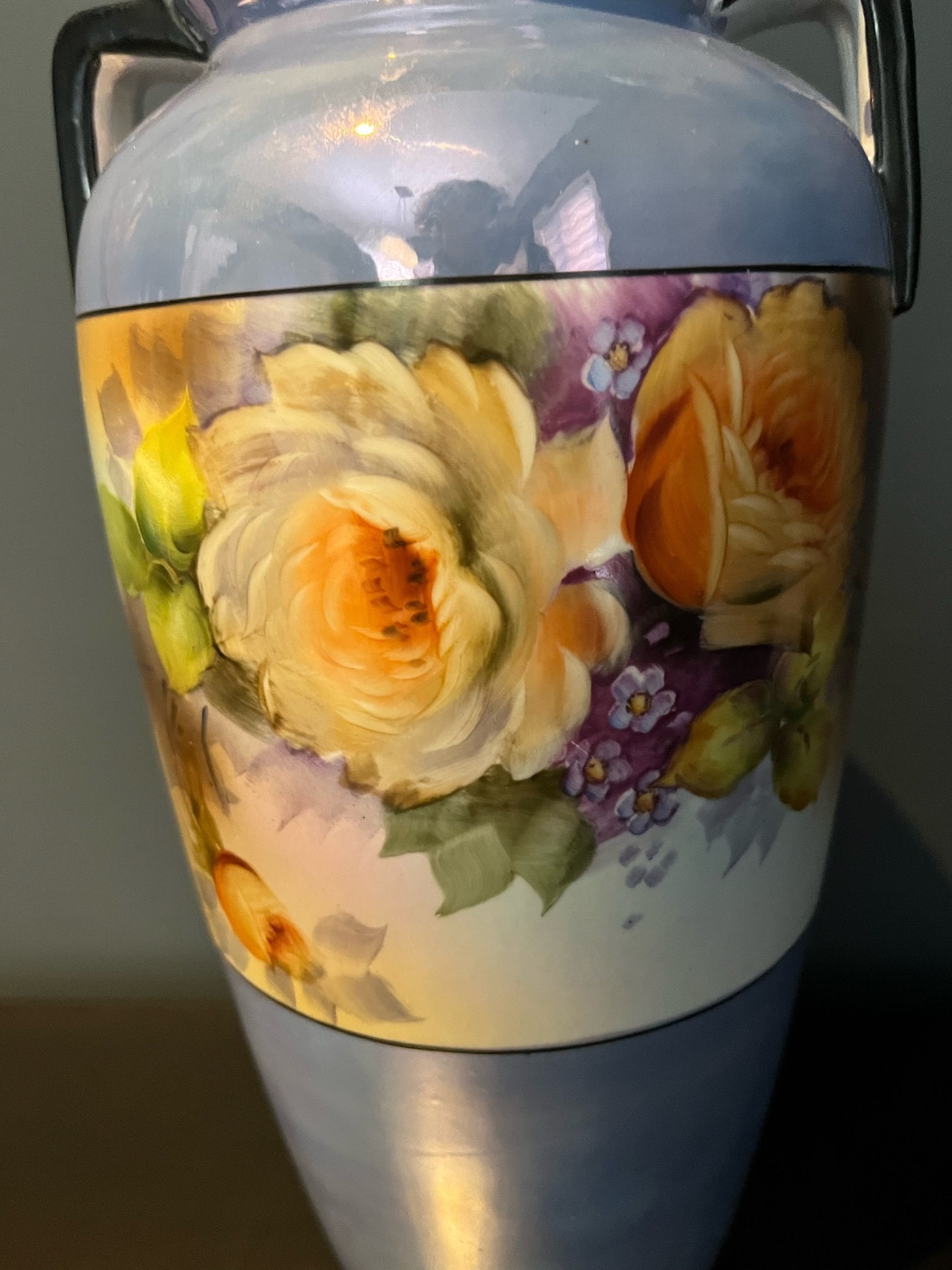 Vintage Noritake Lusterware Vase, Floral Design, Roses, Made in Japan ...