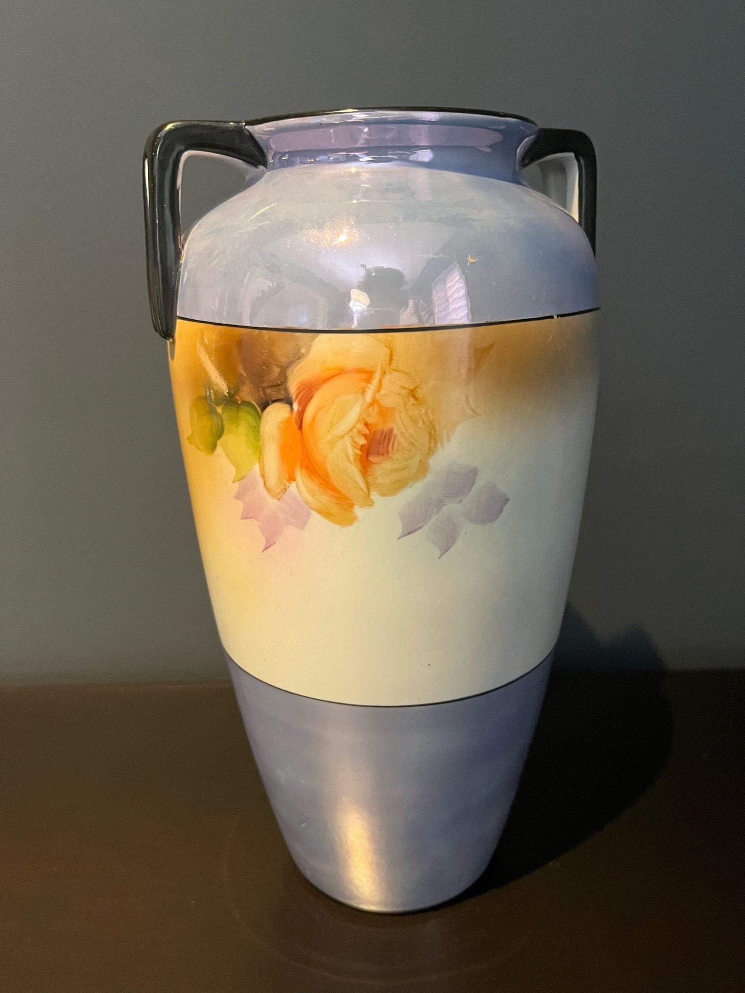 Vintage Noritake Lusterware Vase, Floral Design, Roses, Made in Japan ...