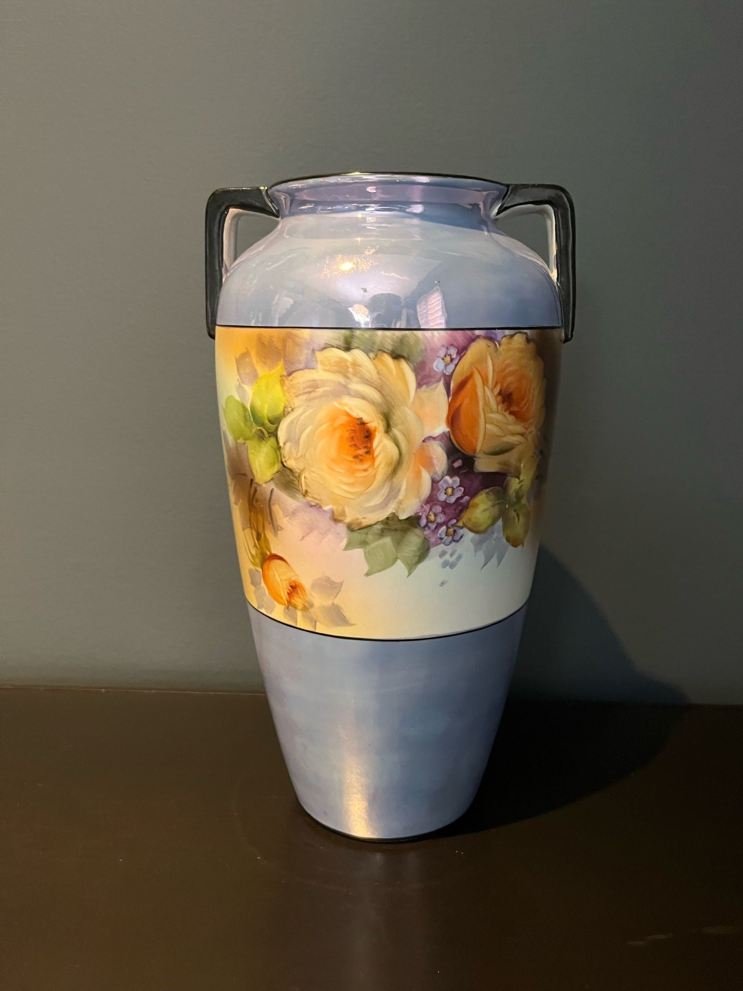 Vintage Noritake Lusterware Vase, Floral Design, Roses, Made in Japan ...