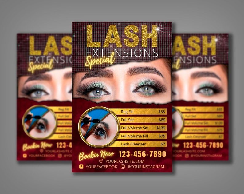 Lash Menu Template , Lash Content, Lash Tech Flyer, Lash Spring Flyer ...