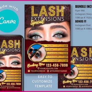 Lash Menu Template , Lash Content, Lash Tech Flyer, Lash Spring Flyer ...